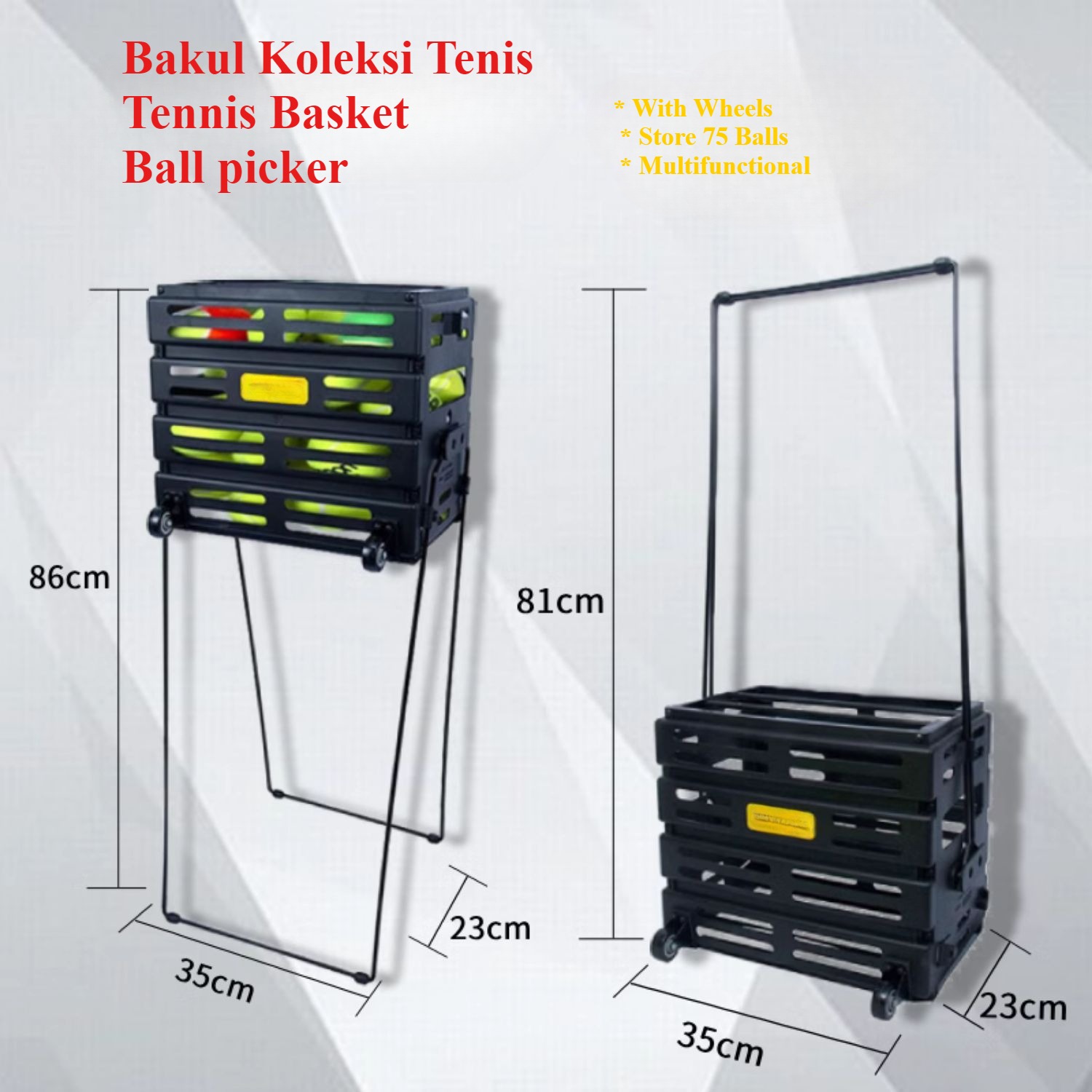 【M'Sia Stock】FINELAKEFOSEA Bakul Koleksi Tenis Tennis Pickleballs ...