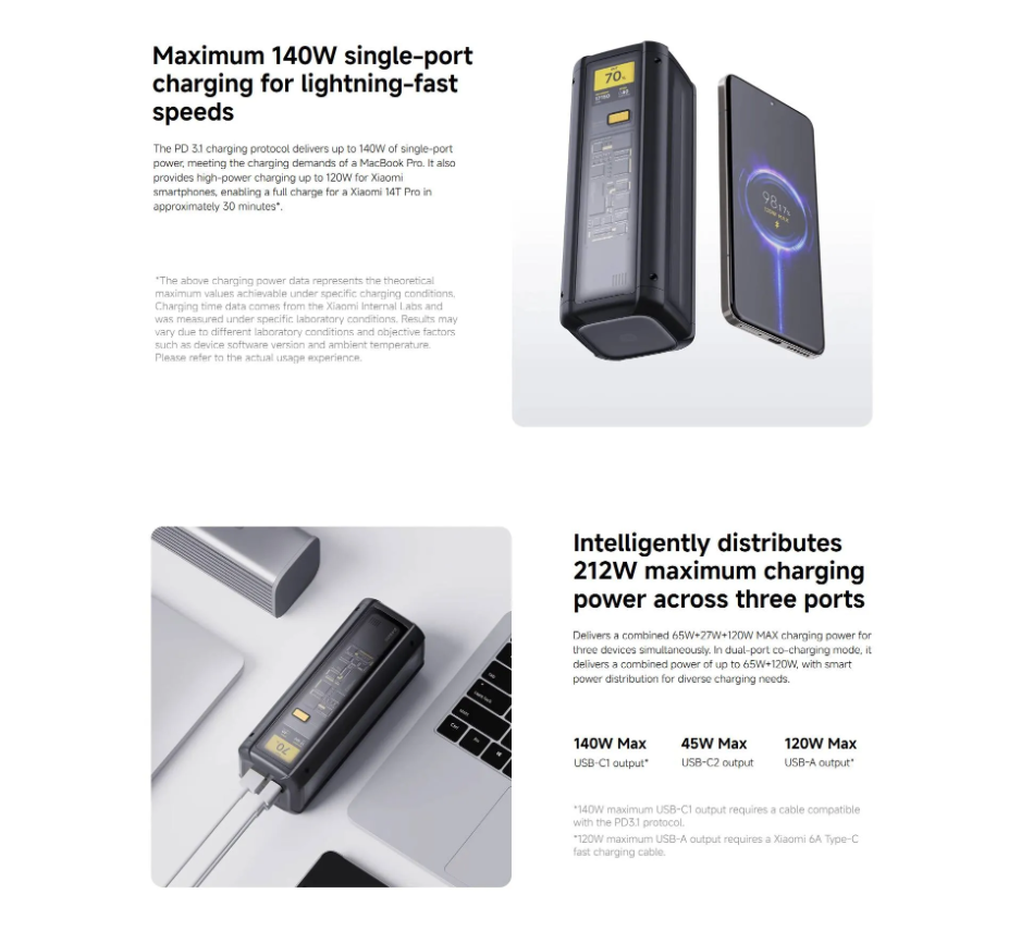 Xiaomi 212W HyperCharge Power Bank 24500mAh | | Powerful multi-port | Single port PD 3.1 ...
