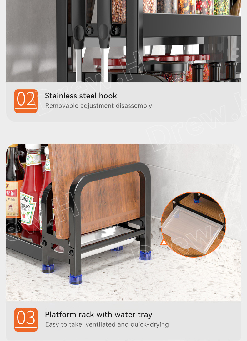 Kitchen Spice Rack Kitchen Rak Dapur Rak Rempah Stainless Steel ...