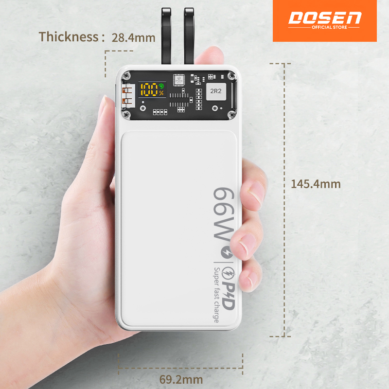 DOSEN DX160 Power Bank PD66W Fast Charging Type-C Input USB Comes with ...