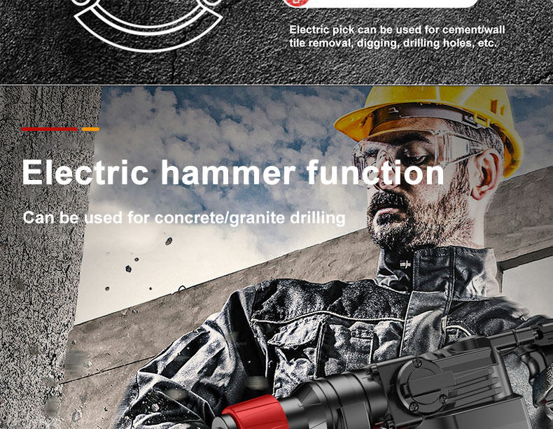 2200W Demolition Hammer Heavy Duty Pick Break Concrete Electric Hammer ...