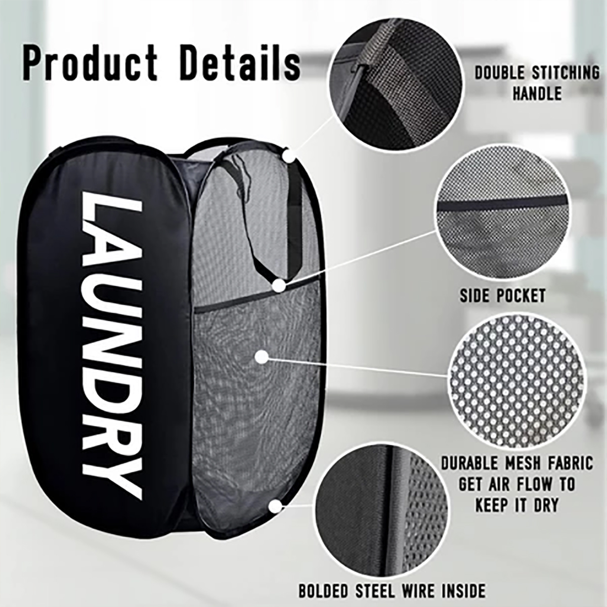 Foldable Laundry Basket Storage Box Waterproof Large Bag Dirty Clothes ...