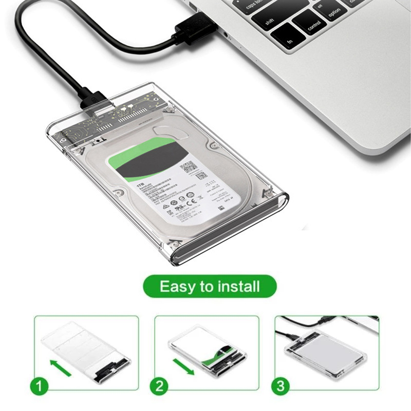 External Hard Drive Enclosure 2.5 Inch Tool-free Transparent Hard Drive ...