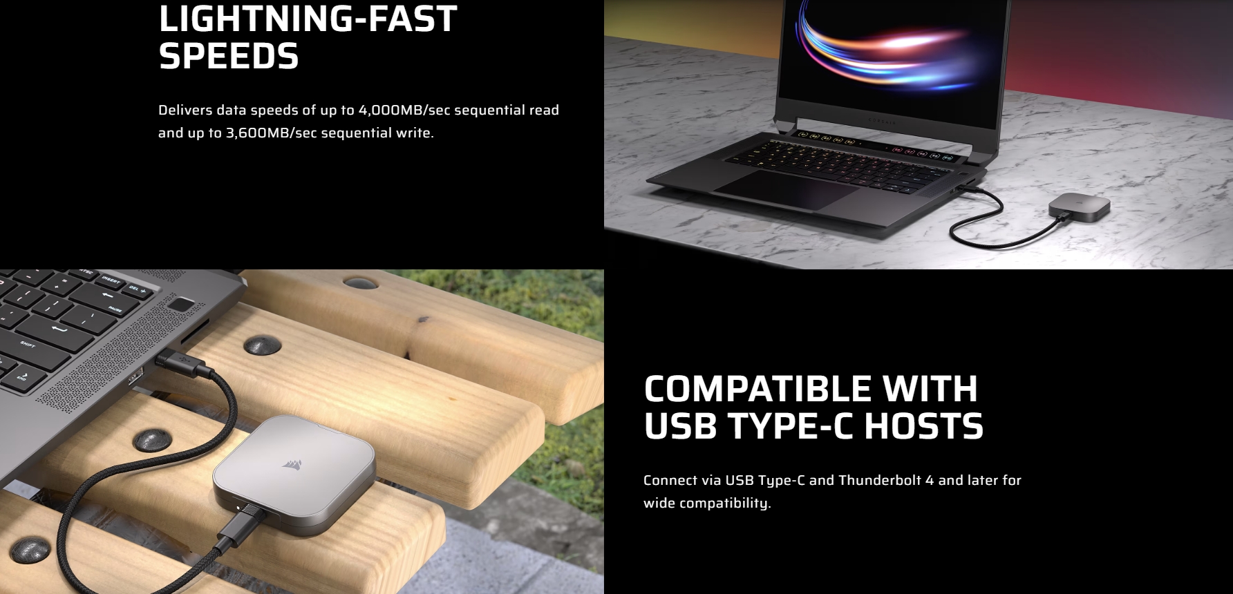 CORSAIR EX400U USB ETERNAL SSD PORTABLE USB TYPE C STORAGE DATA SPEED ...