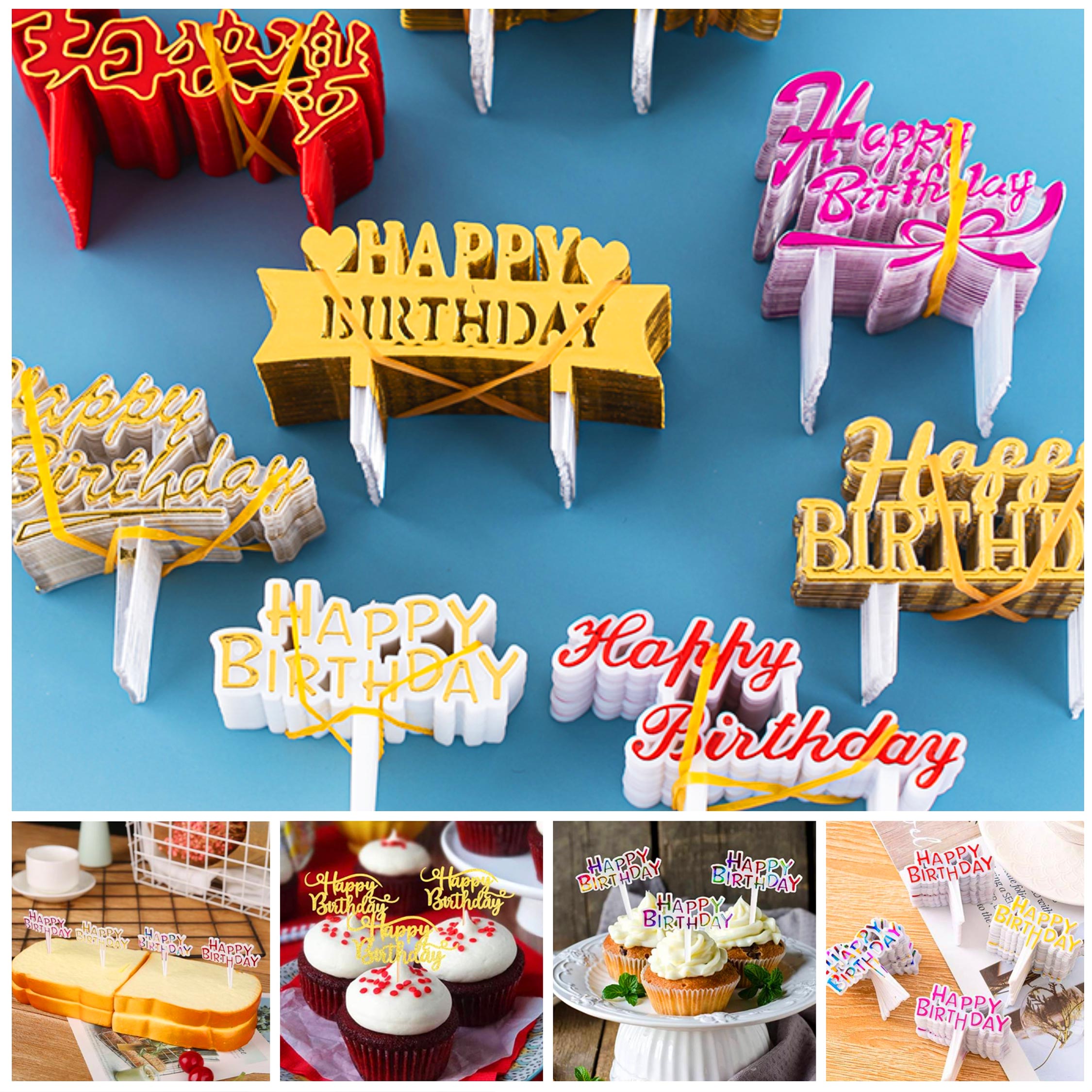 Happy Birthday Mini Cake Topper For Cake And Cupcakes Birthday Cake ...