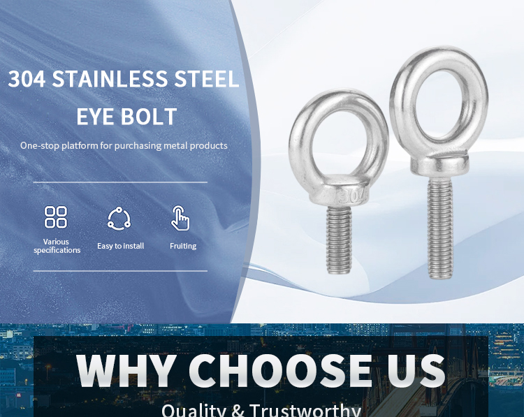304 Stainless Steel eye bolts lengthened eye screw ring lifting eye ...