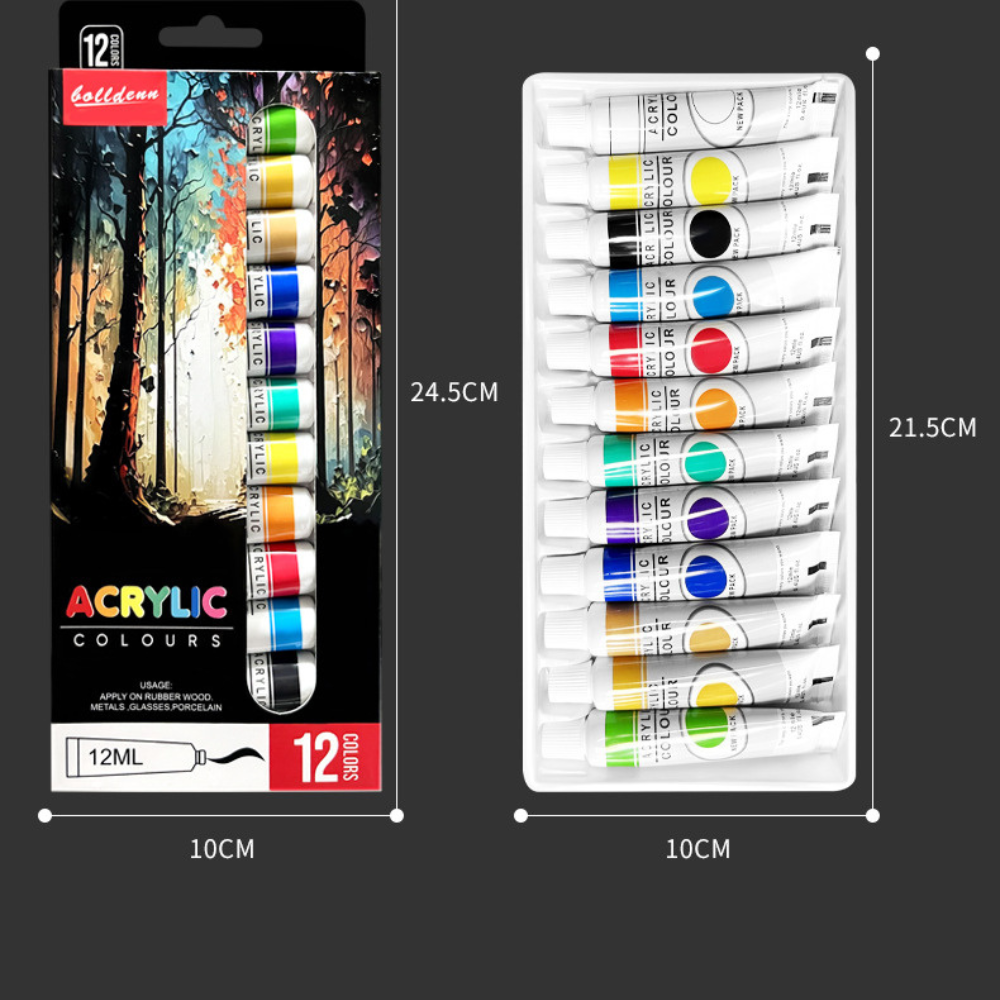 High Grade 12 Color Acrylic Painting Canvas Color Palette And Nylon ...