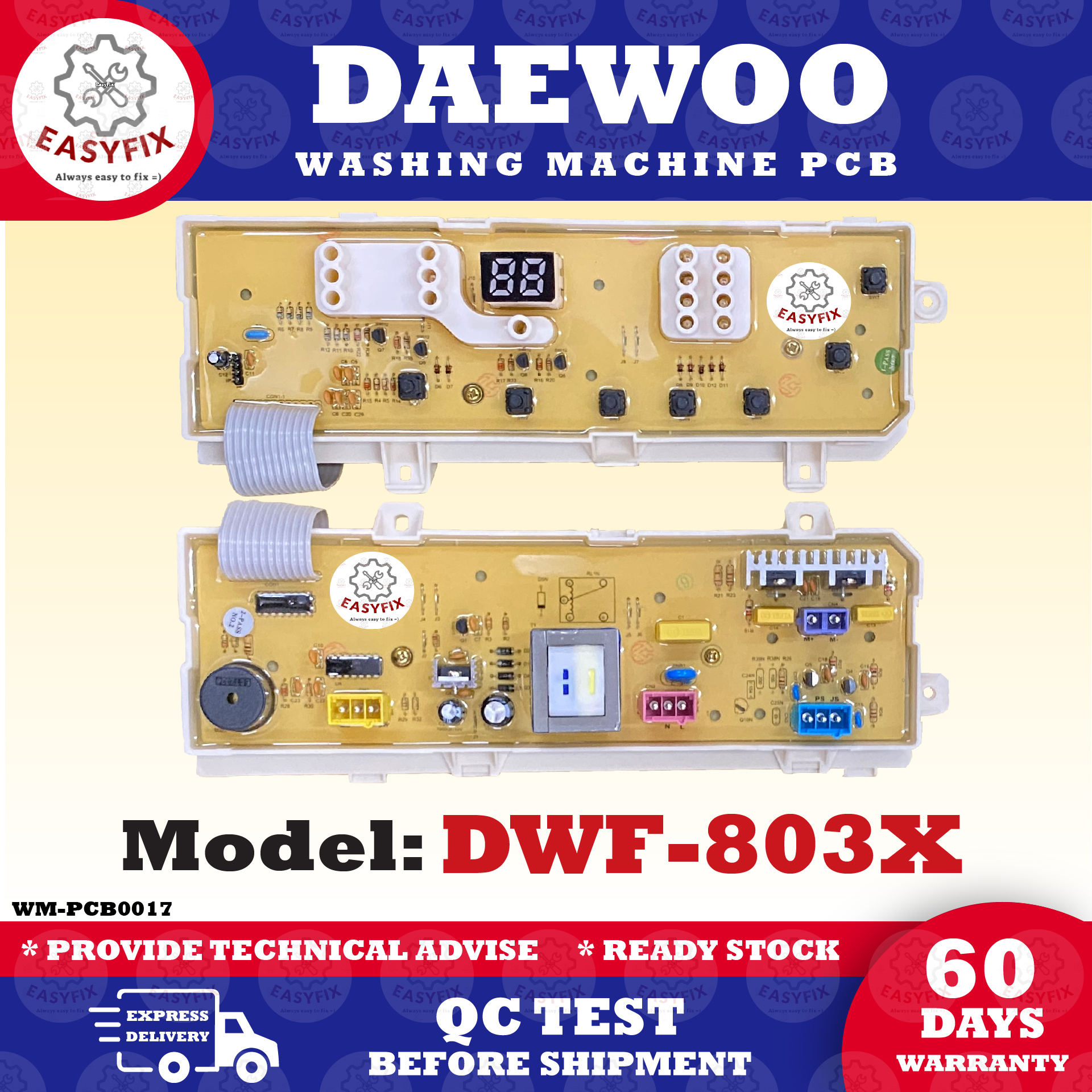 DWF-803X DAEWOO WASHING MACHINE PCB BOARD (CONTROL BOARD) DWF803X DWF-803 DWF803 | Shopee Malaysia
