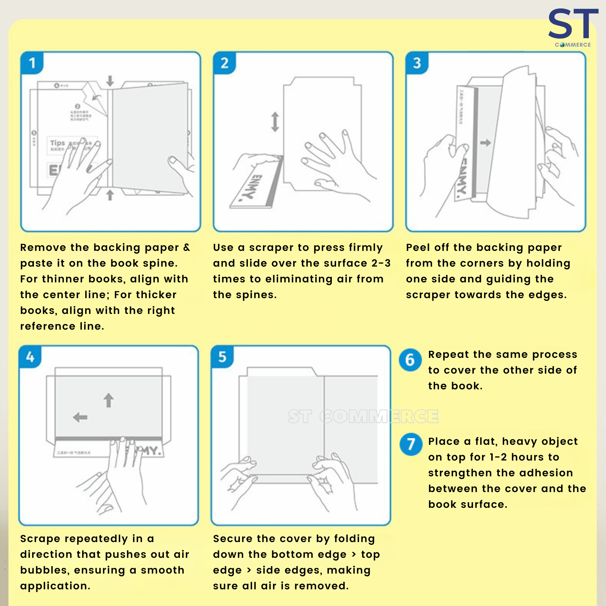 ENMY Self Adhesive Book Cover Transparent Frosted Book Wrapping Set ...