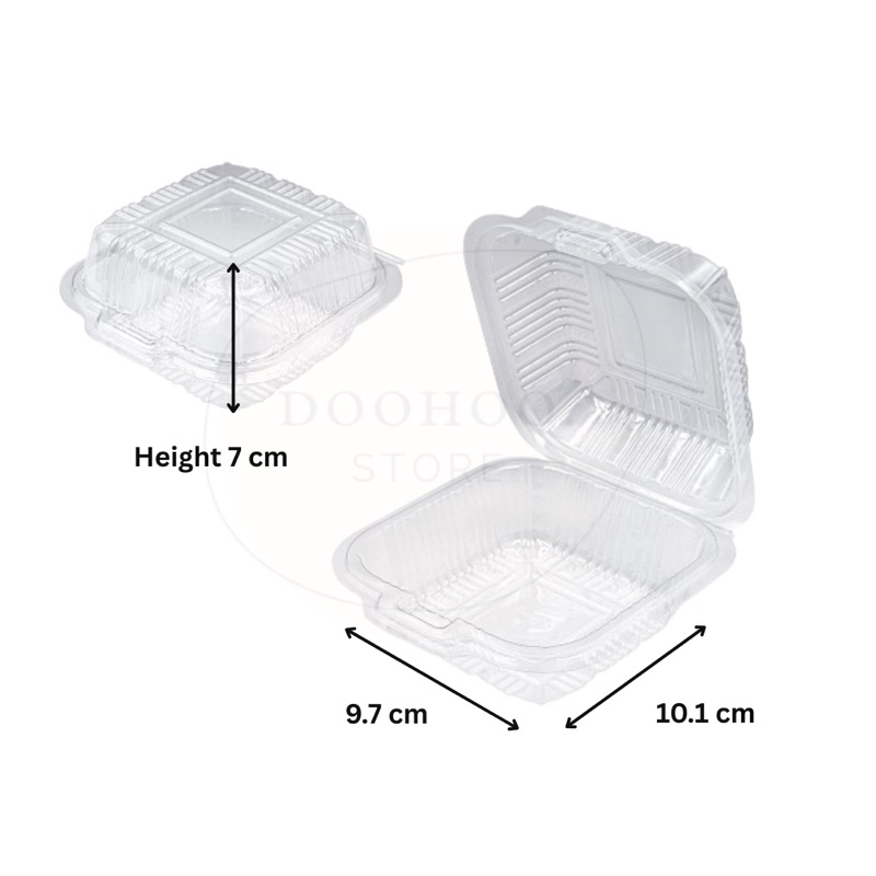 [+-100 pcs] OPS-C10 Burger Box Tray with Lock Bakery Disposable Plastic ...