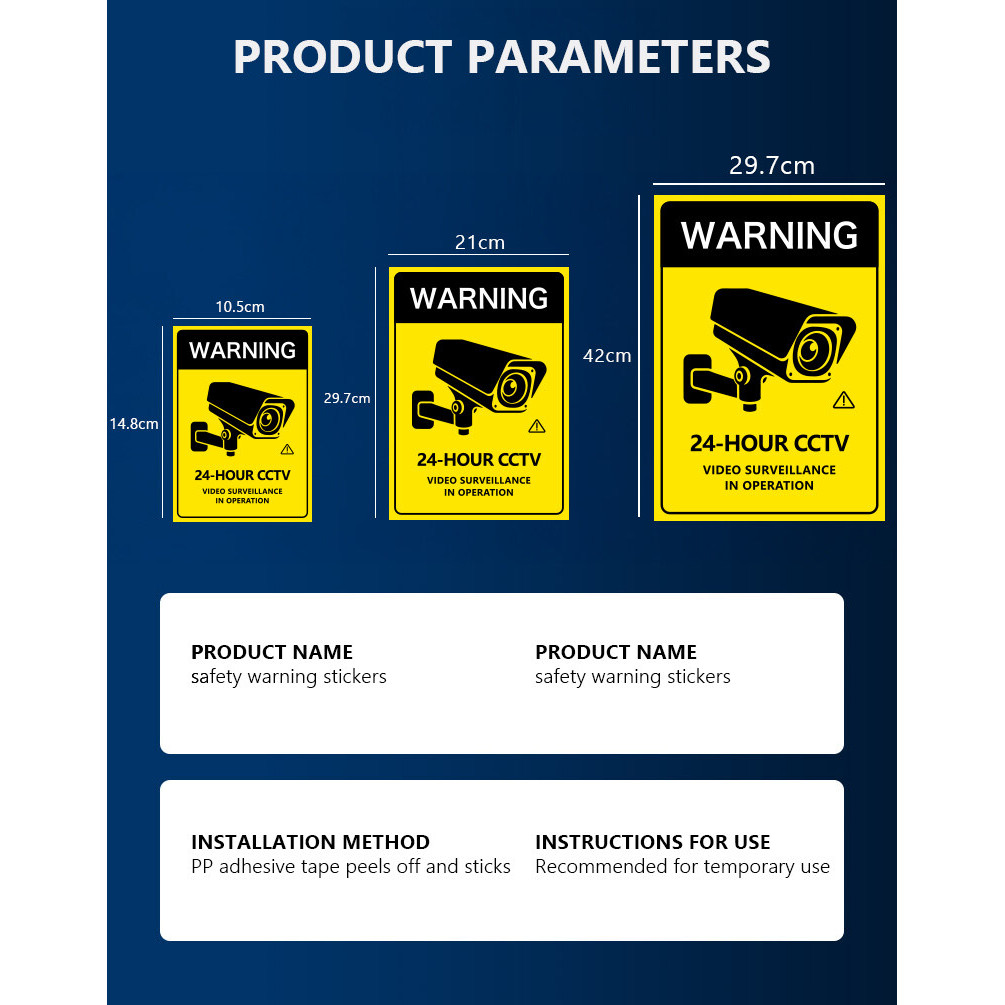 Pelekat Amaran PVC Warning Sticker 24-HOUR CCTV VIDEO SURVEILLANCEIN ...