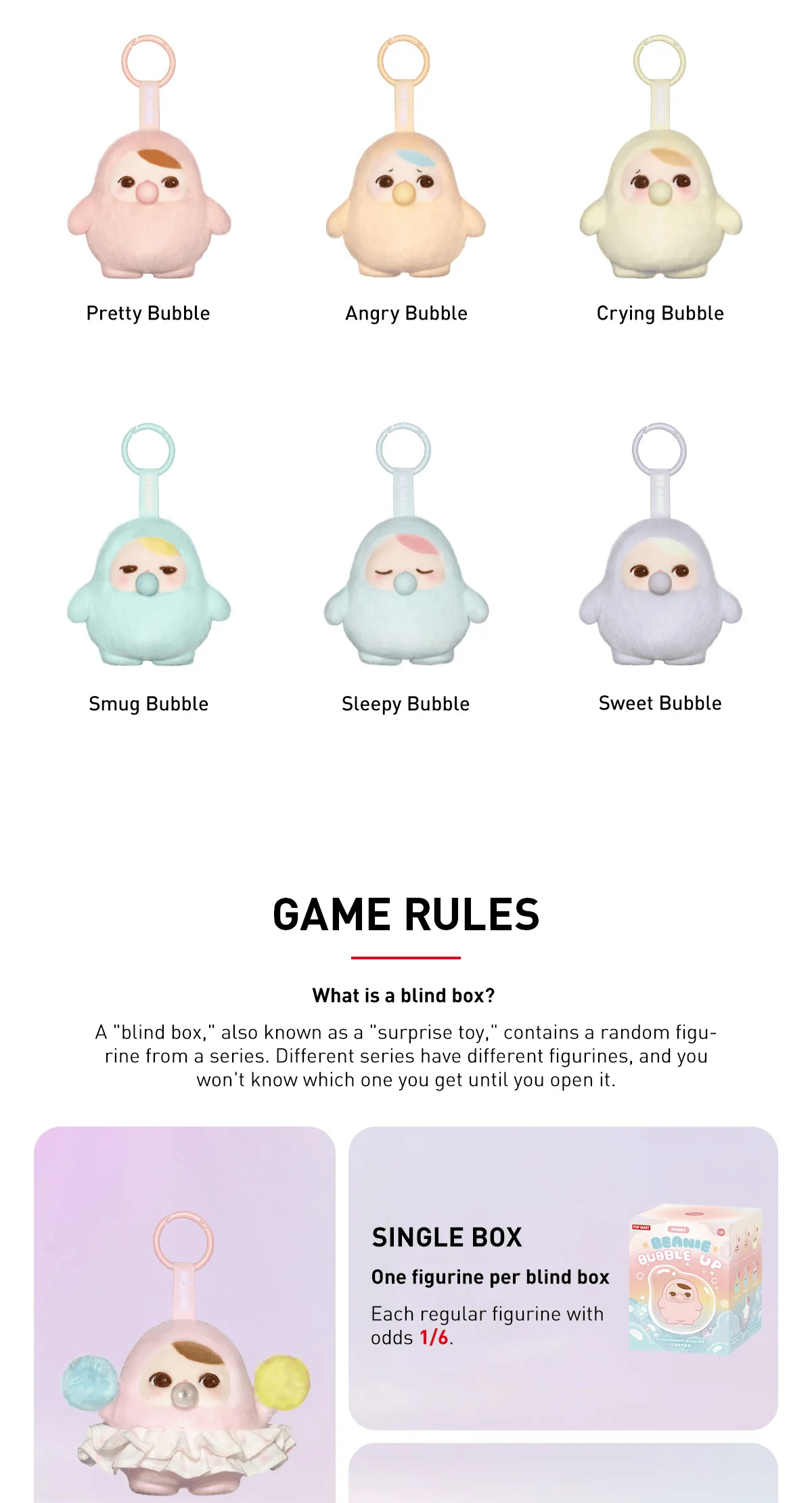 Original POPMART PUCKY BEANIE BUBBLE UP SERIES-Plush Pendant Blind Box ...