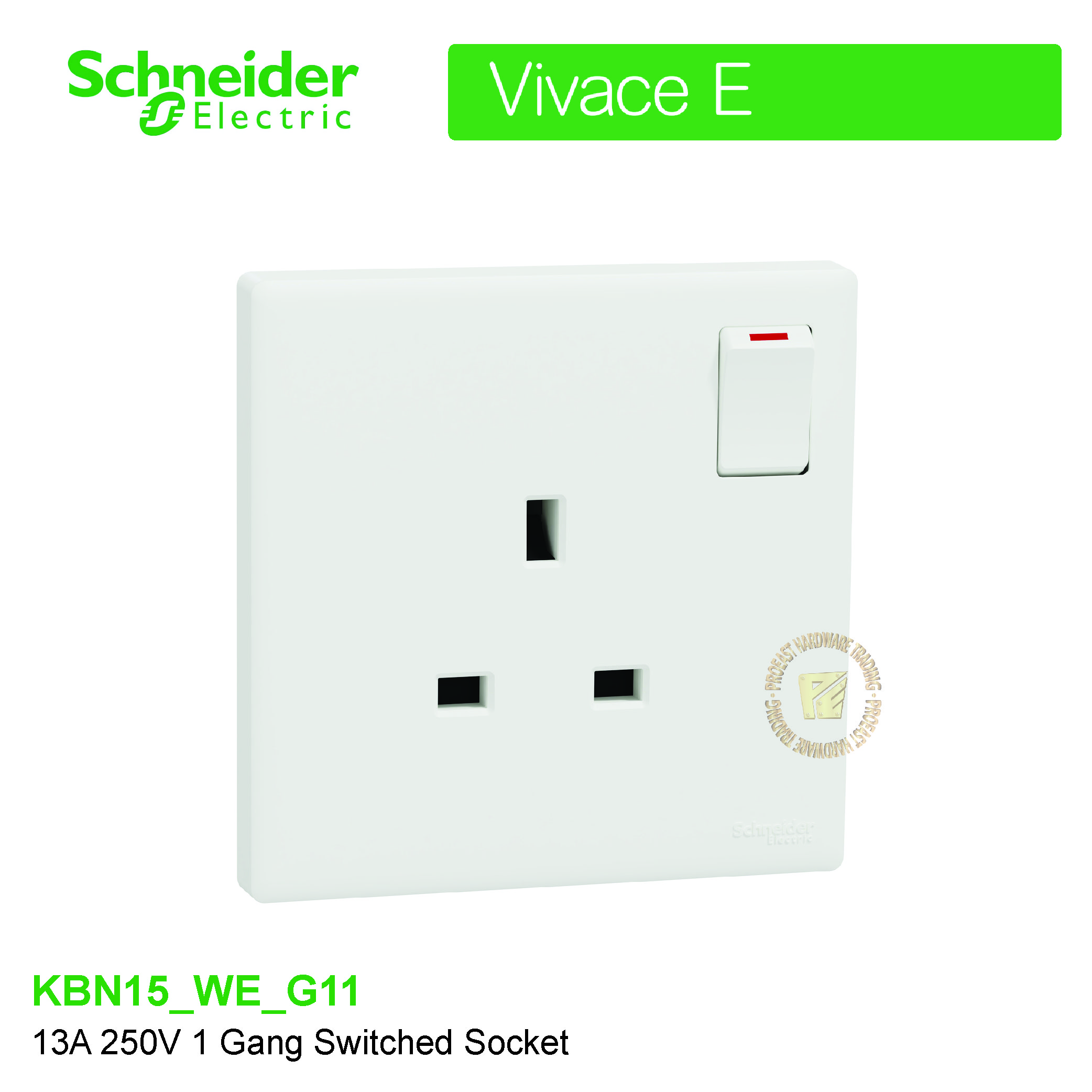 Schneider Vivace E [ KBN15_WE_G11 ] 13A 250V 1 Gang Switched Socket ...