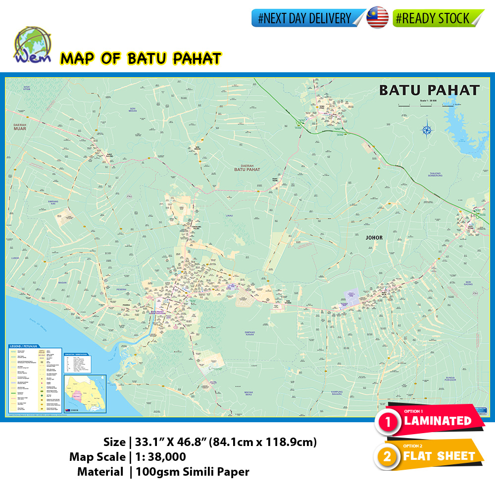 Map of BATU PAHAT & KLUANG (size AO - 841x1189mm) | Shopee Malaysia
