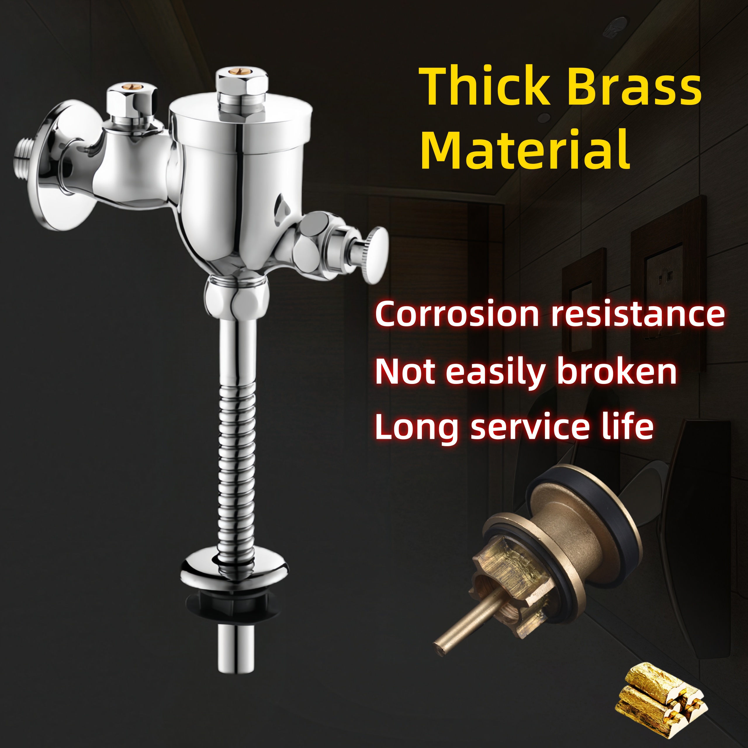 Urinal Flush Valve,Brass Material,Toilet Bowl Manual Push Button ...