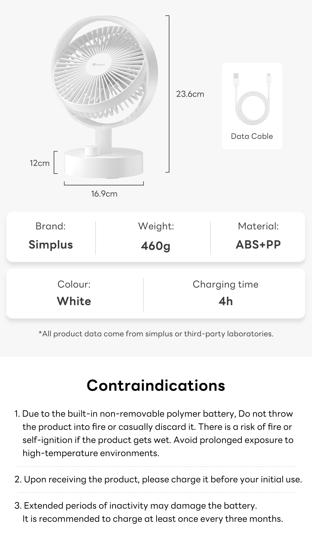 【Simplus Pink】Simplus Mini Desktop Fan Portable Design Stepless Speed ...