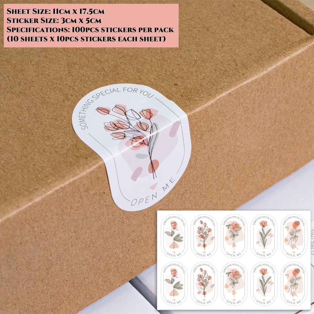 25 Sheets (100pcs) Cute Open Me Emoji Rectangle Shape Thank You ...