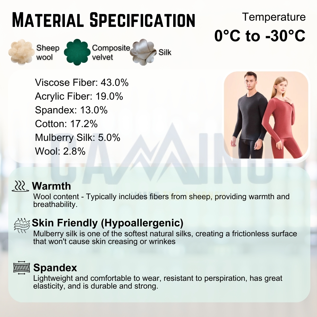 CAMINO Winter Cashmere Ultra Warm Heattech Thermal Wool Underwear Women ...