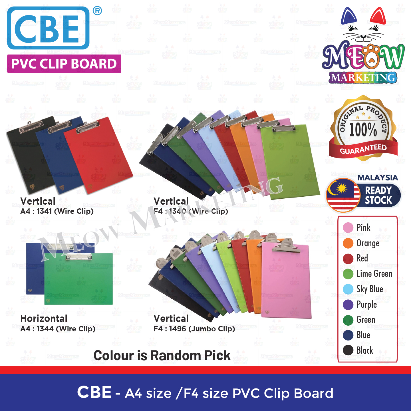 CBE PVC Clip Board - A4 (1341 Wire Clip/1344 Wire Clip) / F4 (1340 Wire ...