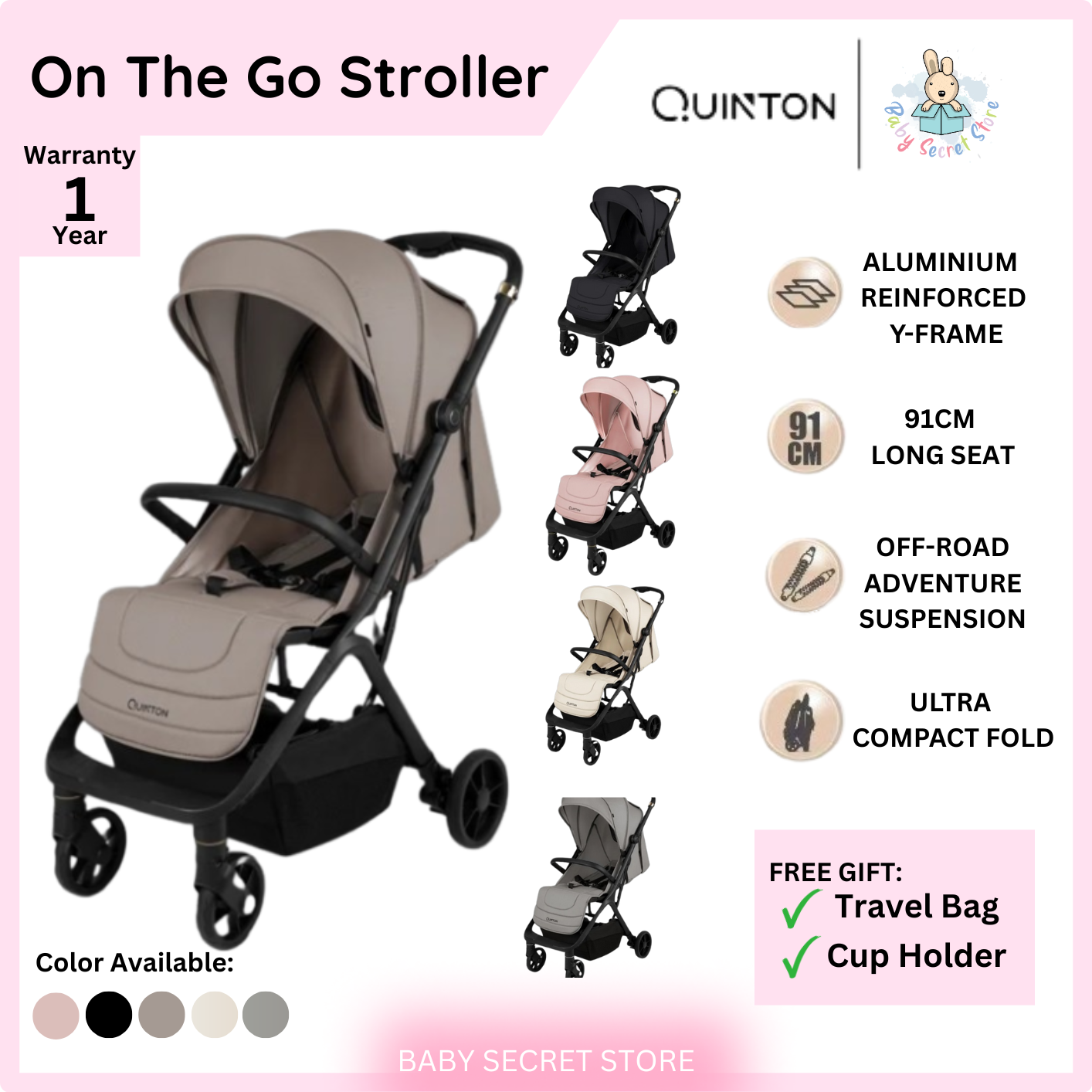 (FREE SHIPPING) Quinton On The Go Stroller Ultra Compact Auto Folding ...