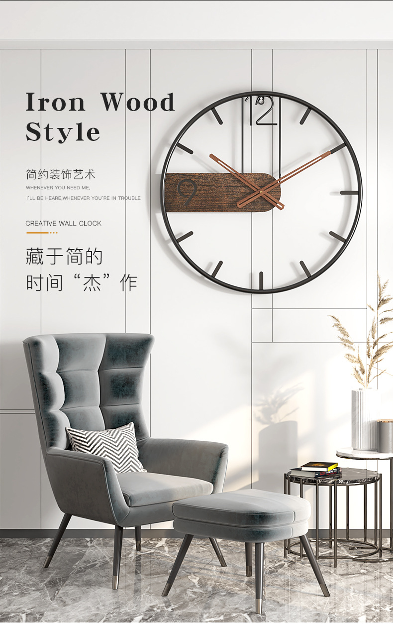 Home Decor Living Room Clock Aesthetic Estetik Wall Clock 50cm Jam ...