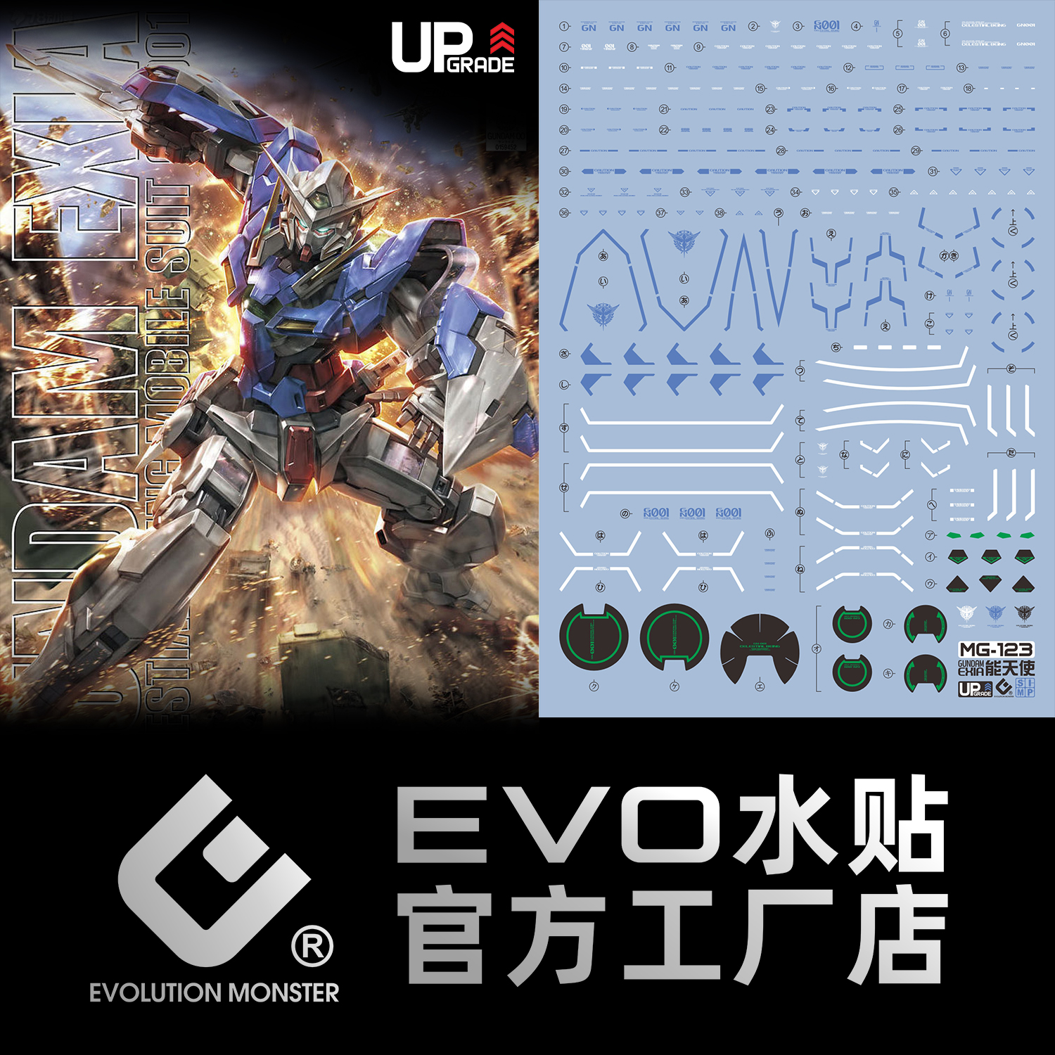 (Evo Monster) Waterslide Decal - MG 1/100 Exia (Fluorescent) GN-001 ...