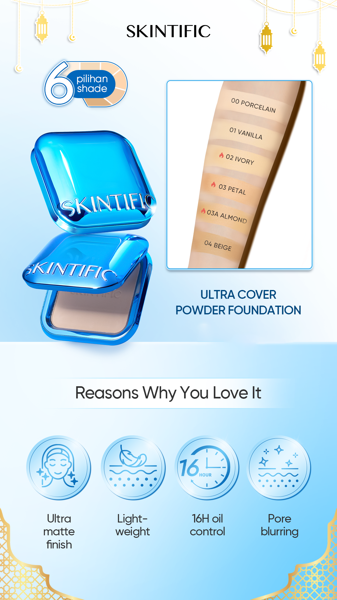 SKINTIFIC TWC Powder 9g Ultra Cover Foundation full coverage Concealer ...