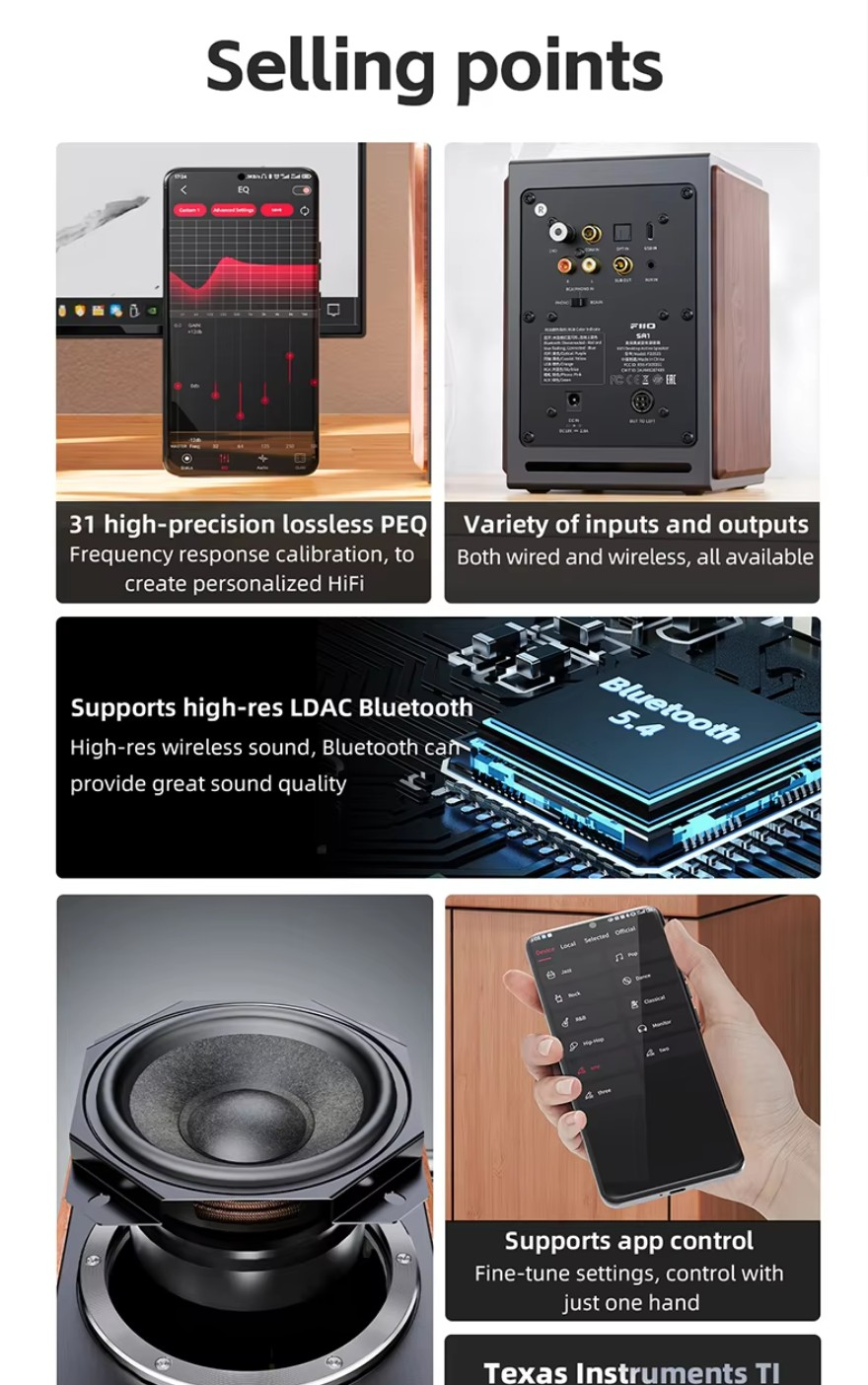 FiiO SA1, High-Fidelity Desktop Active Speaker: with 31 high-precision ...