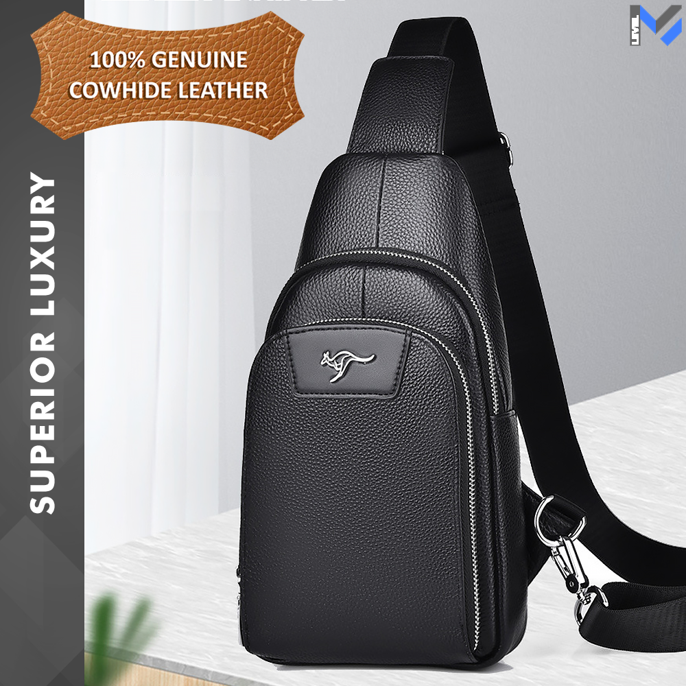 Sling bag GENUINE LEATHER sling beg lelaki Real leather Scratch resist ...