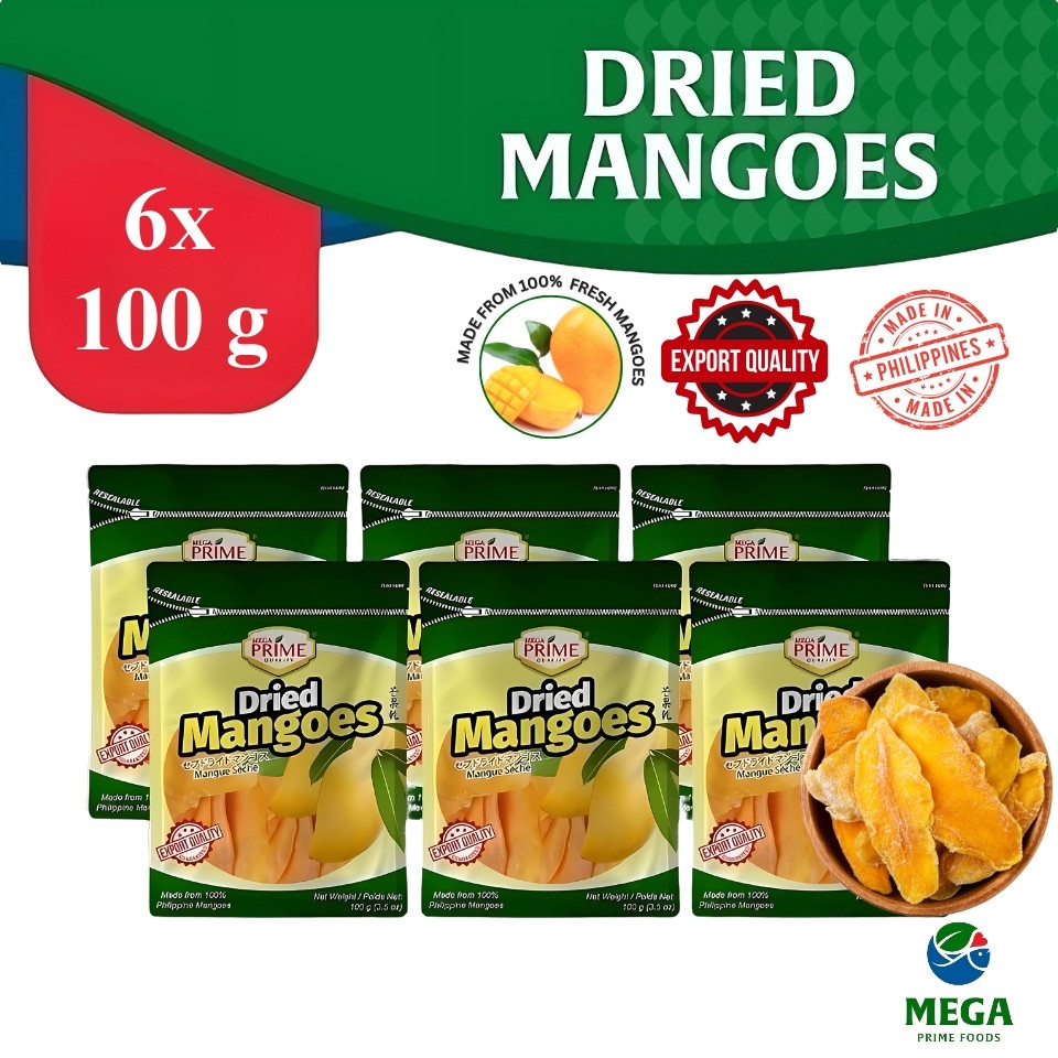 Mega Prime Philippines Dried Mango 6 x 100g Mangga Kering Makanan ...