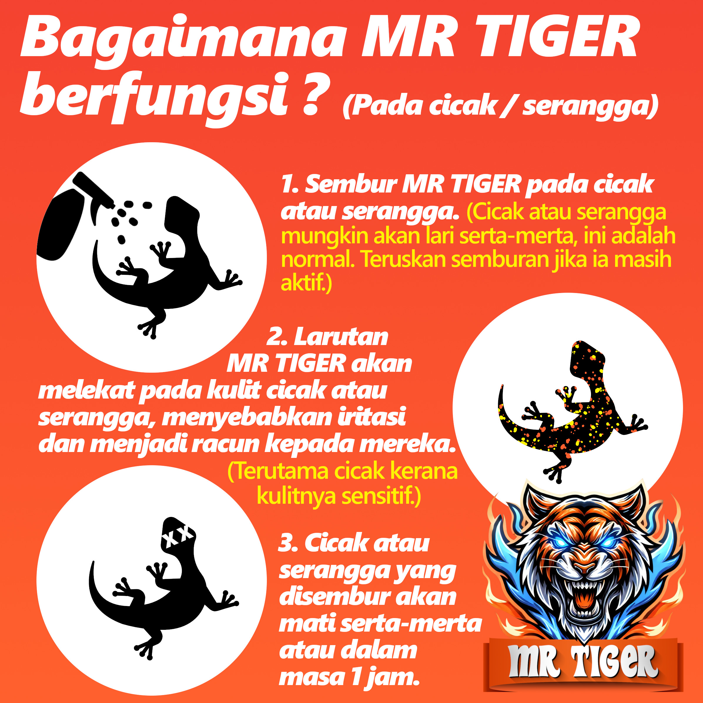 MR TIGER Spray Serangga Berkesan Lizard Cicak Ant Semut Cockroach Lipas ...