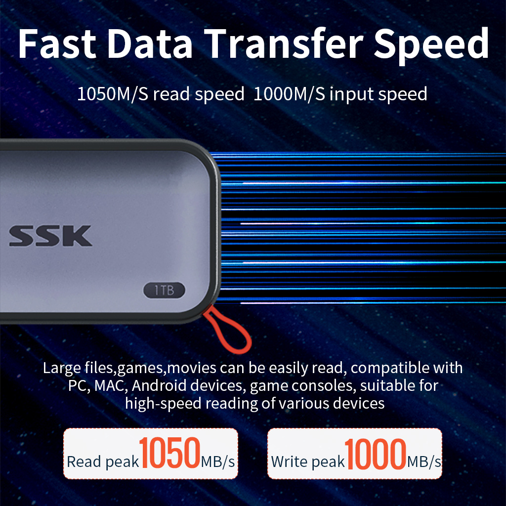 SSK Ultra Portable External SSD Storage Type C USB 3.2 Gen 2 (1050Mb/s ...