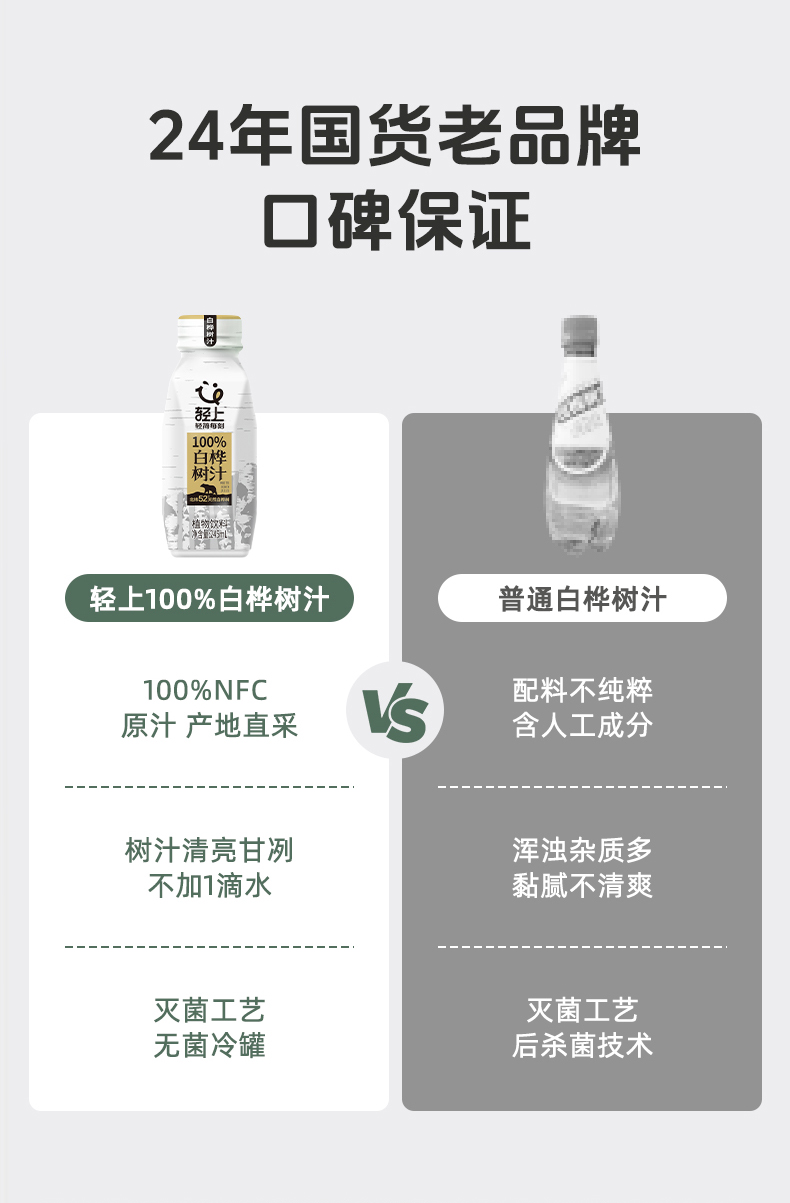 [NEW] 轻上100%白桦树汁NFC植物饮料245ml*10瓶 0脂肪0卡源自大兴安岭 白桦树汁 | Shopee Malaysia