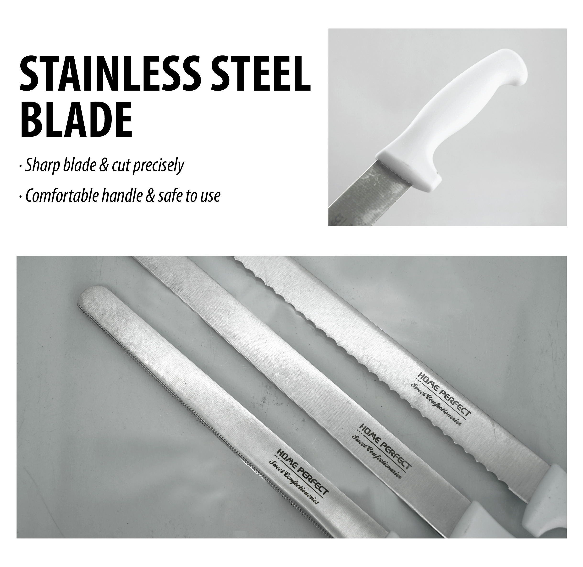 HOME PERFECT 10/12 Inch Ham Slicer,Fine/Coarse Serrated Bread Knife W ...