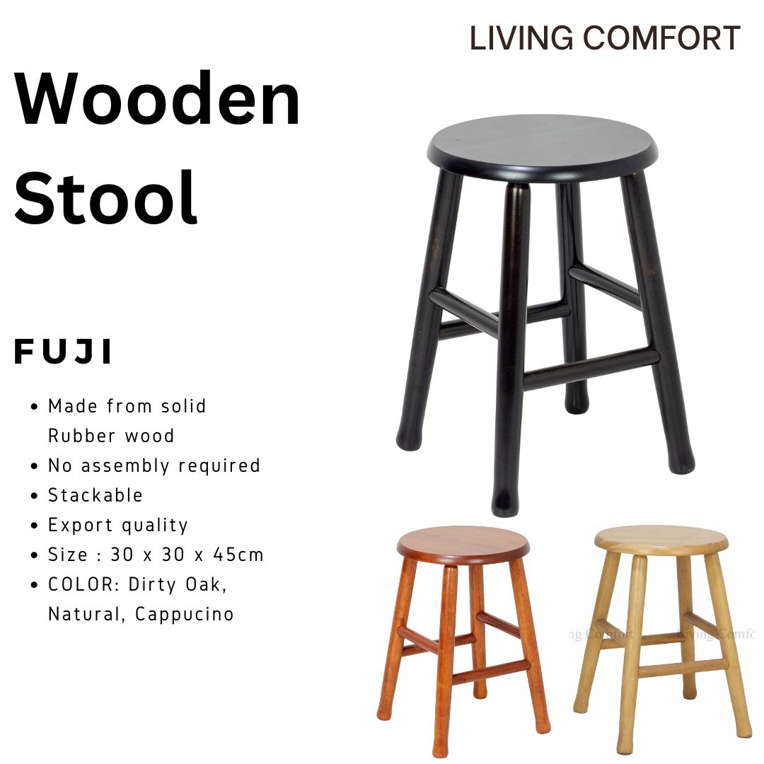 FUJI 18" Wooden Stool / Bangku Kayu / Counter Stool | Shopee Malaysia