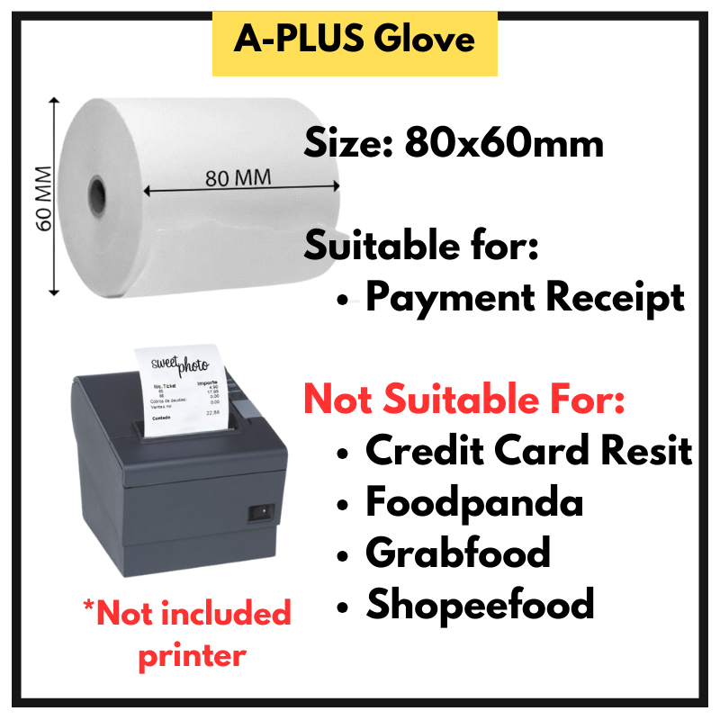 80mm x 60mm (10Rolls) Thermal Receipt Paper Rolls Kertas Resit Gulung ...