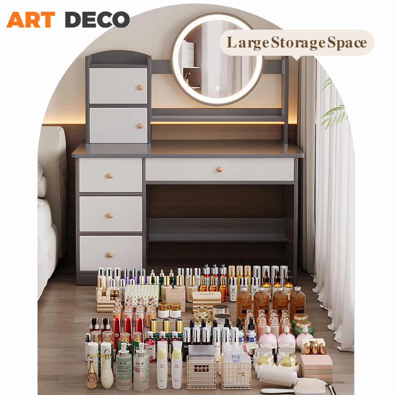 Dressing Table with Led Mirror Meja Makeup Bedroom Vanity Table With ...