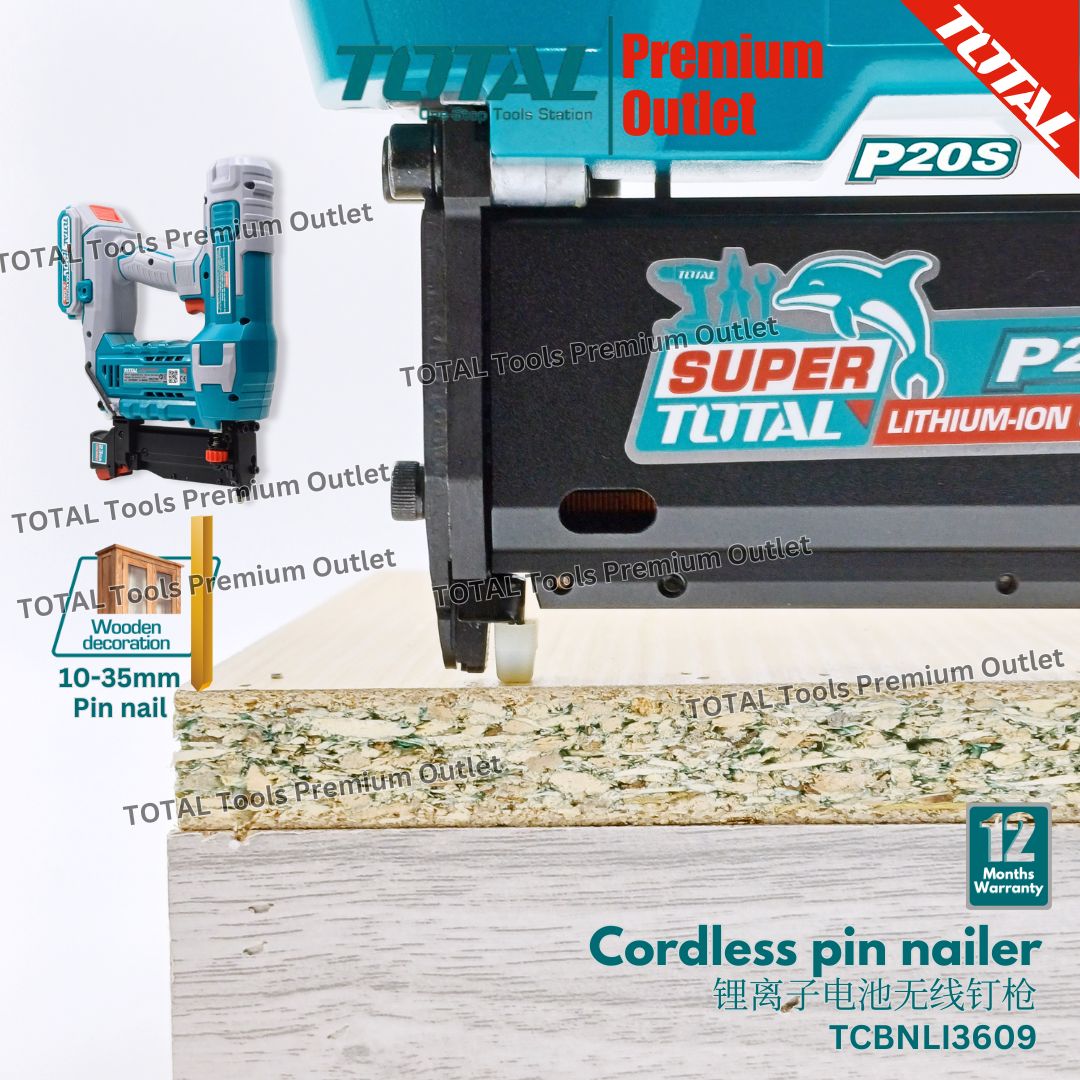 TOTAL Tools 20V Cordless (Headless pin nailer gun) 10mm~35mm 锂离子电池无线钉枪 ...