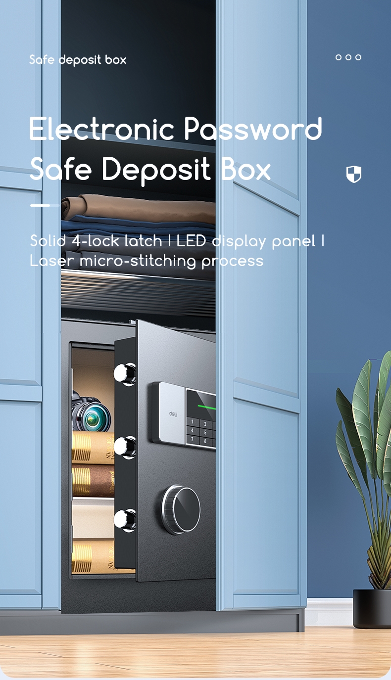 Deli Heavy Duty Stainless Steel Smart Safe Box Dual Lock Alarm Money ...