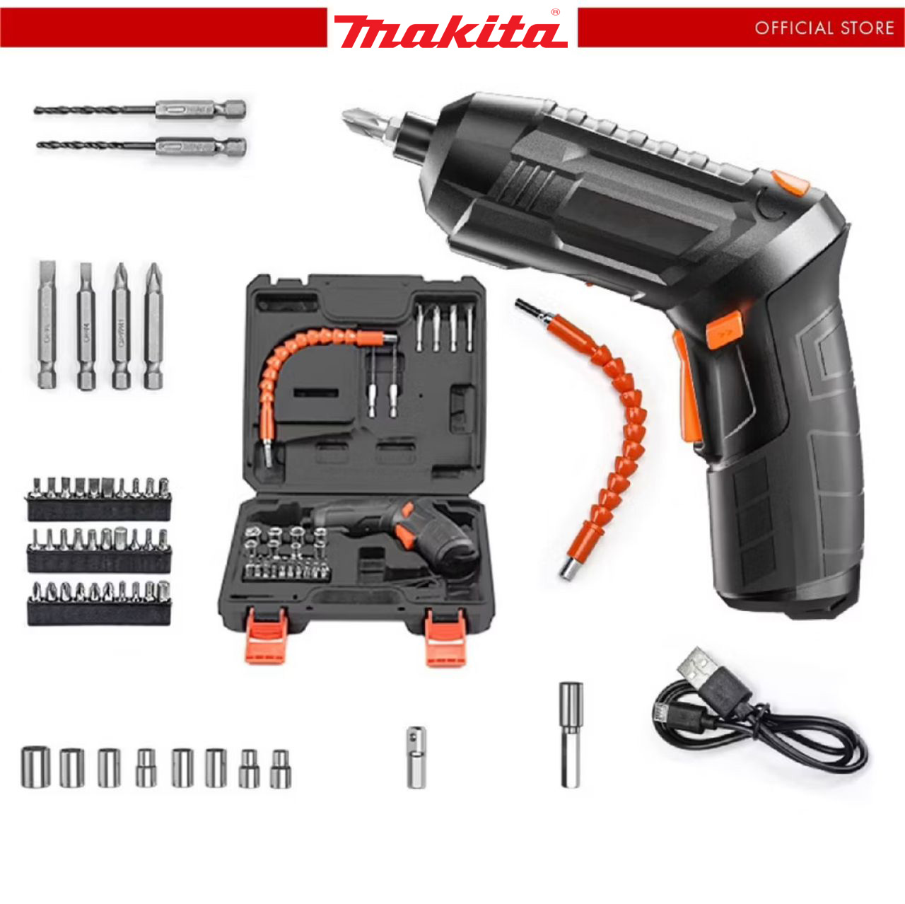 Makita 47Pcs/set 3.6V Electric Cordless Screwdriver Impact Drill ...