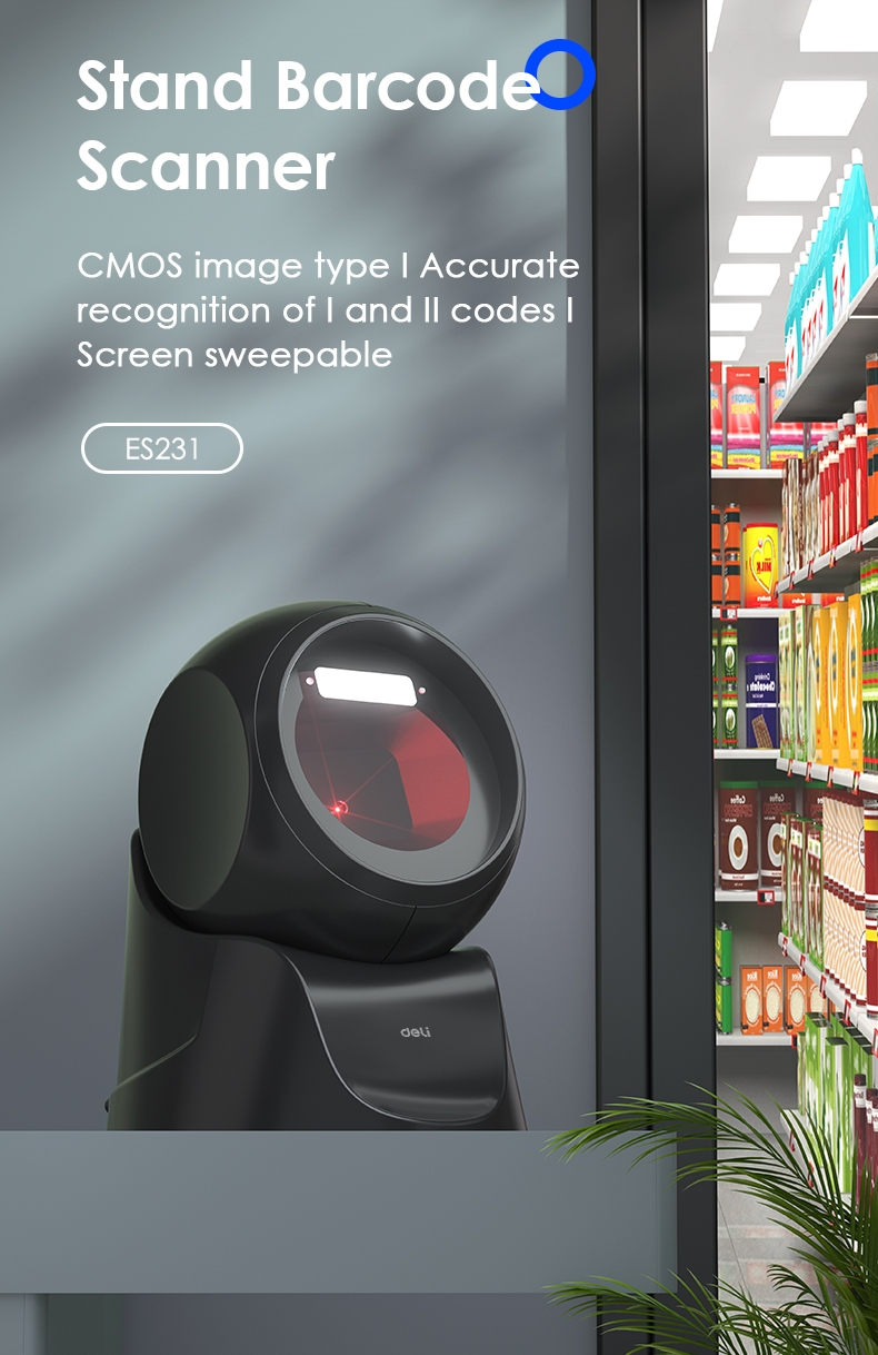 Deli Desktop Barcode QR Scanner 1D 2D QR Code Scanner Smartphone QR ...