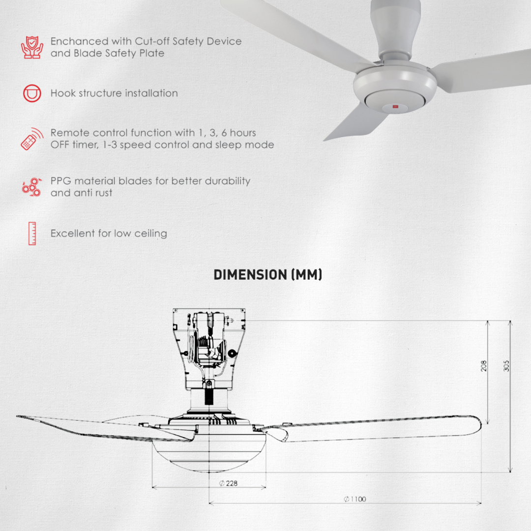 KDK K11ZF(44"/110cm) / DESIGNER(42''/105cm) Baby Fan Series Ceiling fan ...
