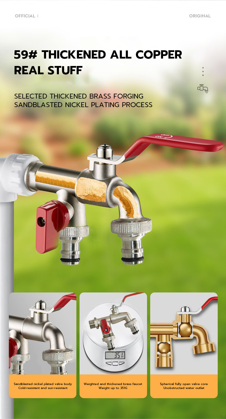 Two Way Faucet/Double water outlet faucet TAP/One in and two out garden ...