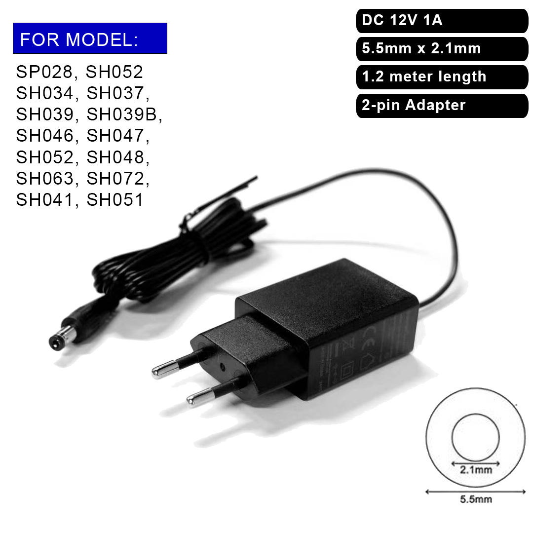 AC DC 12V 1A Power Adapter 2-Pin Plug for CCTV Security Camera (5.5x2 ...