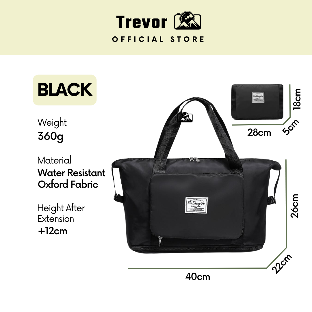 TREVOR 3 Ways Flexible Travel Bag – Extendable Foldable Water Resistant Hand Carry Duffle Beg ...