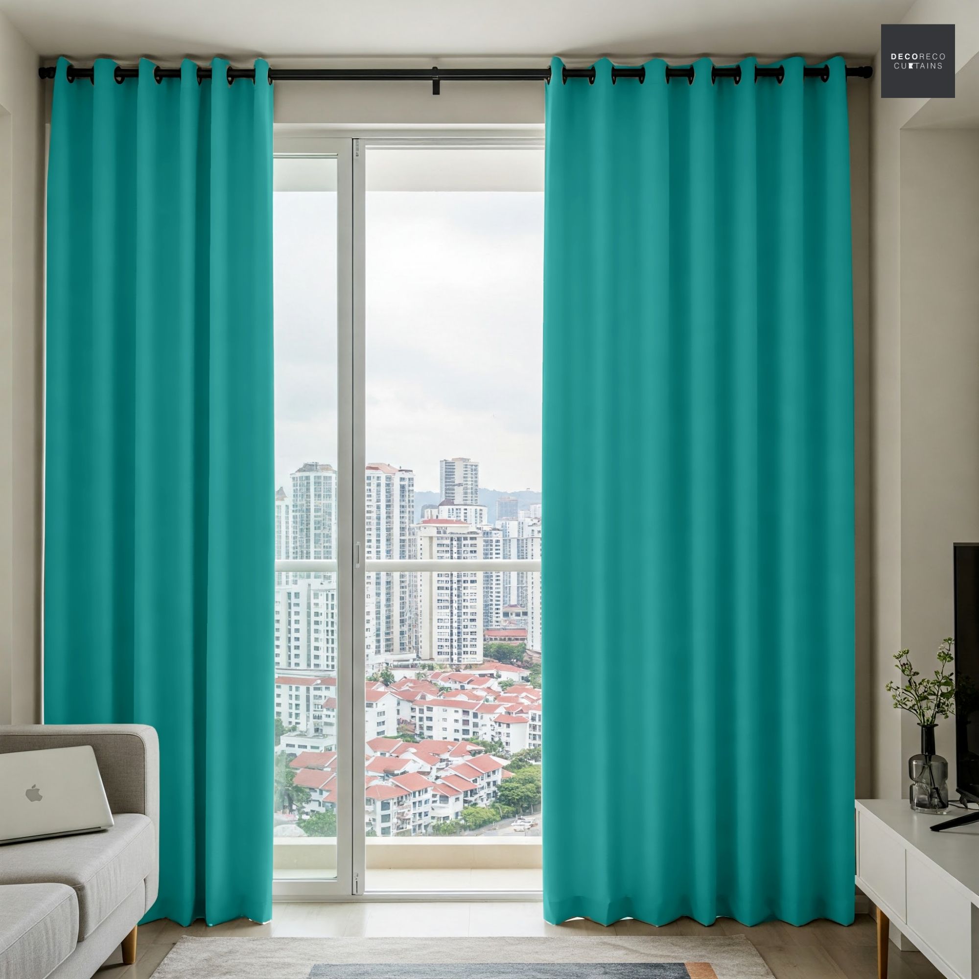 Langsir Bella 95% Blackout Matte Warna Sea Green UV Protect Curtain ...