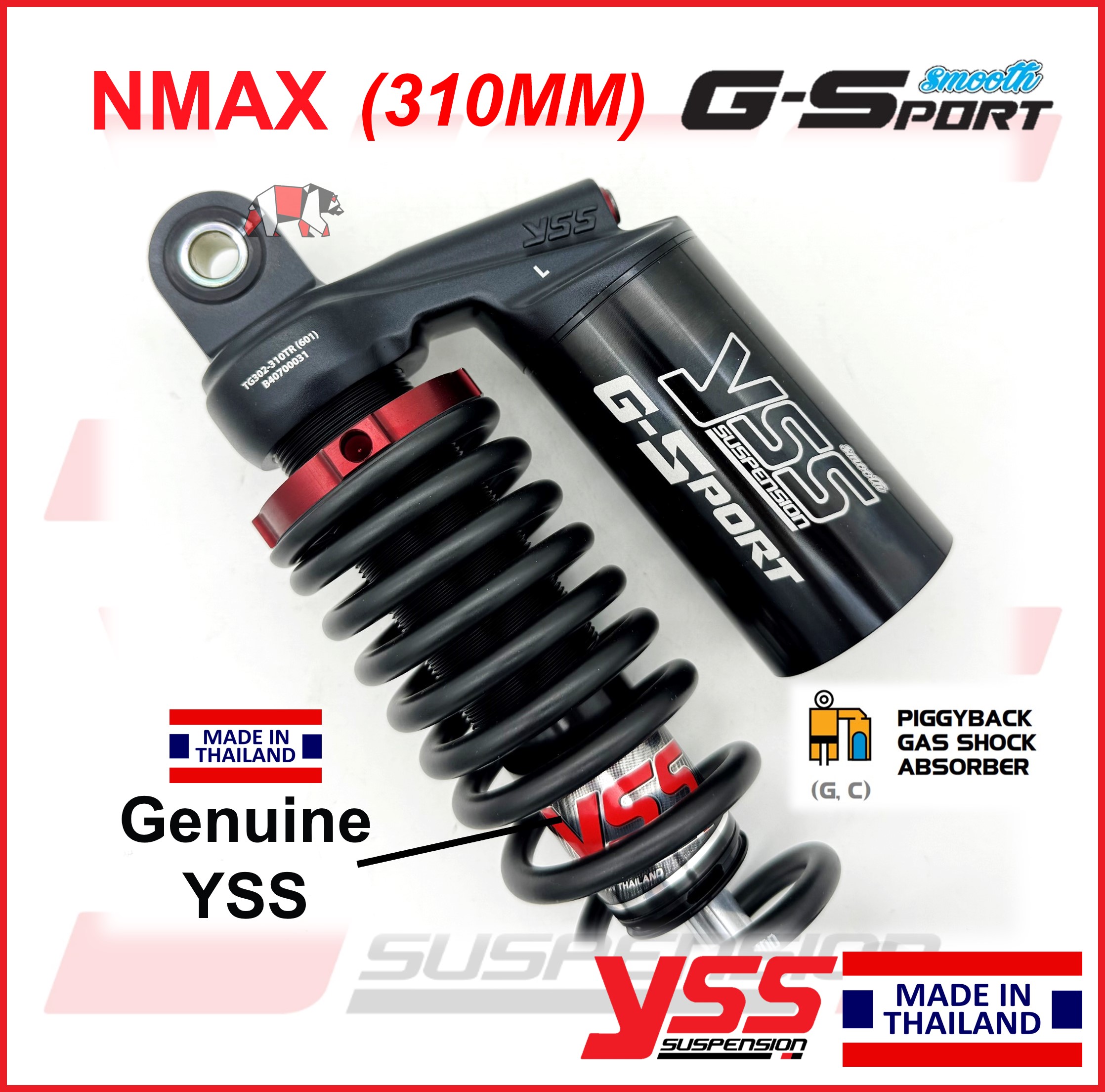 YSS NMAX V2 (310MM) PNP [Free Heavy Duty Spring] G-Sport. Adjustable ...