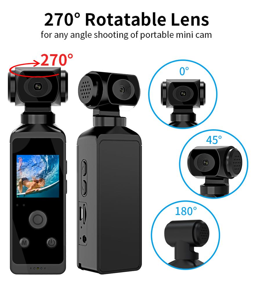 V380 PRO Mini K85 Action Camera 4K/30FPS Video 270° Rotation 30M ...