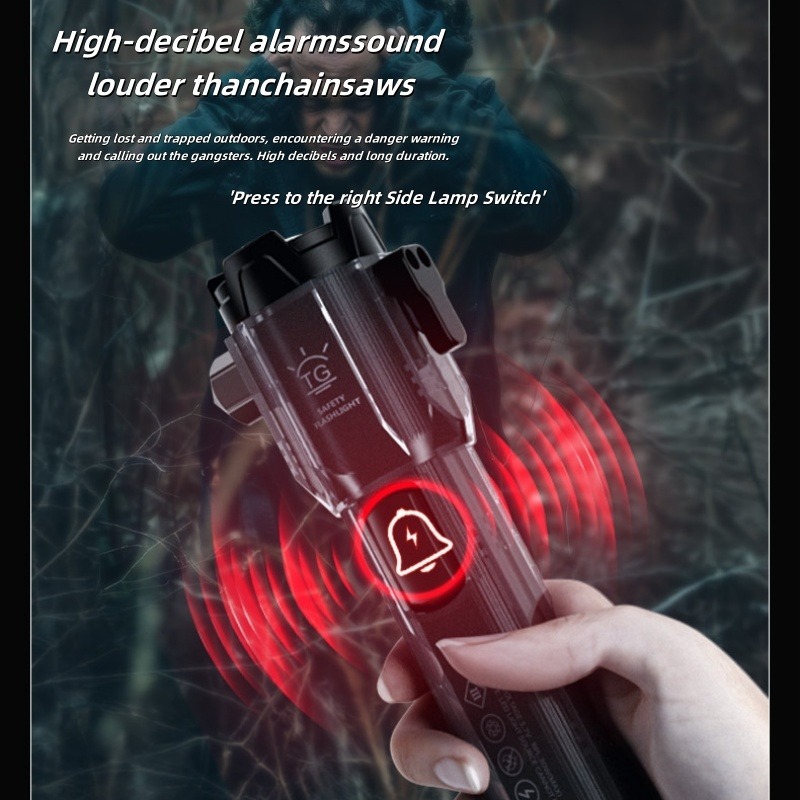 Safety Hammer Light Outdoor Flashlight USB LED Waterproof Rechargeable ...