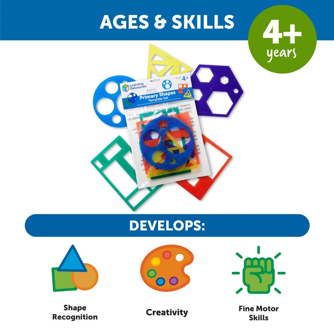 Learning Resources Primary Shapes Template Set- Age 4+, Geometry ...